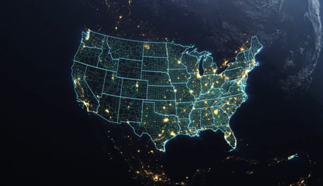 United States night map showing nationwide shipping coverage